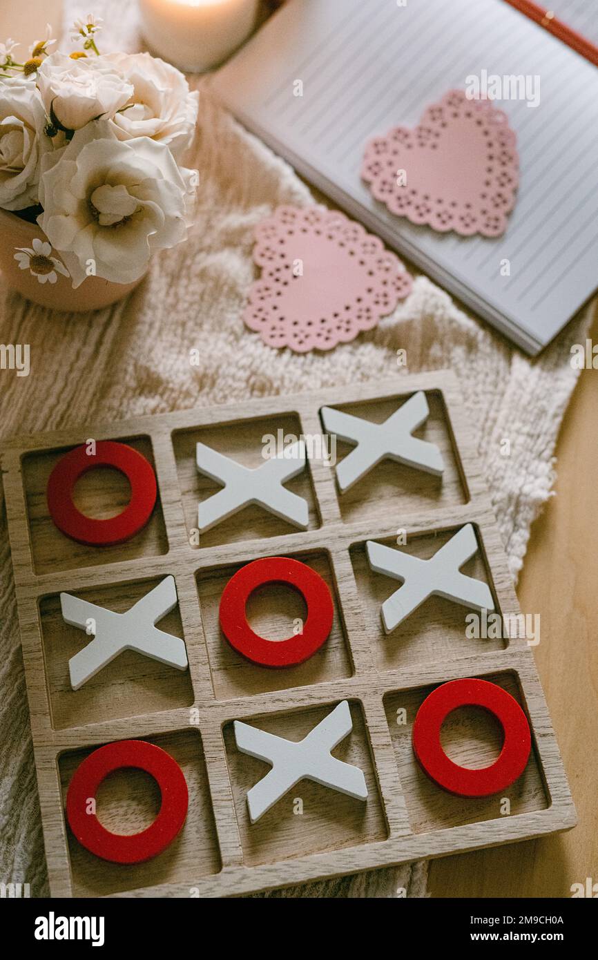 Valentine's Day tic tac toe game Stock Photo - Alamy