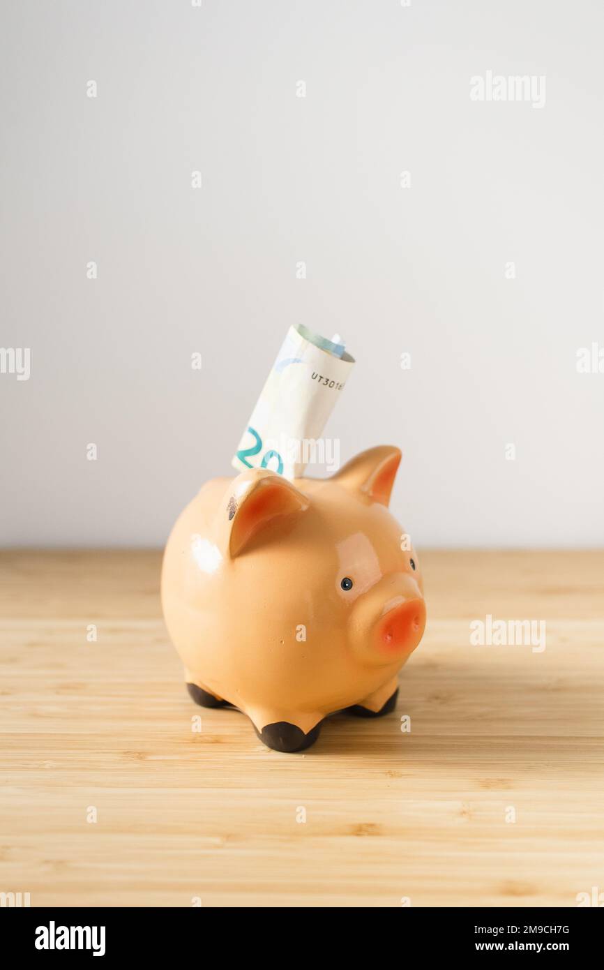 Euro Bill Investments Piggy Bank Stock Photo - Alamy