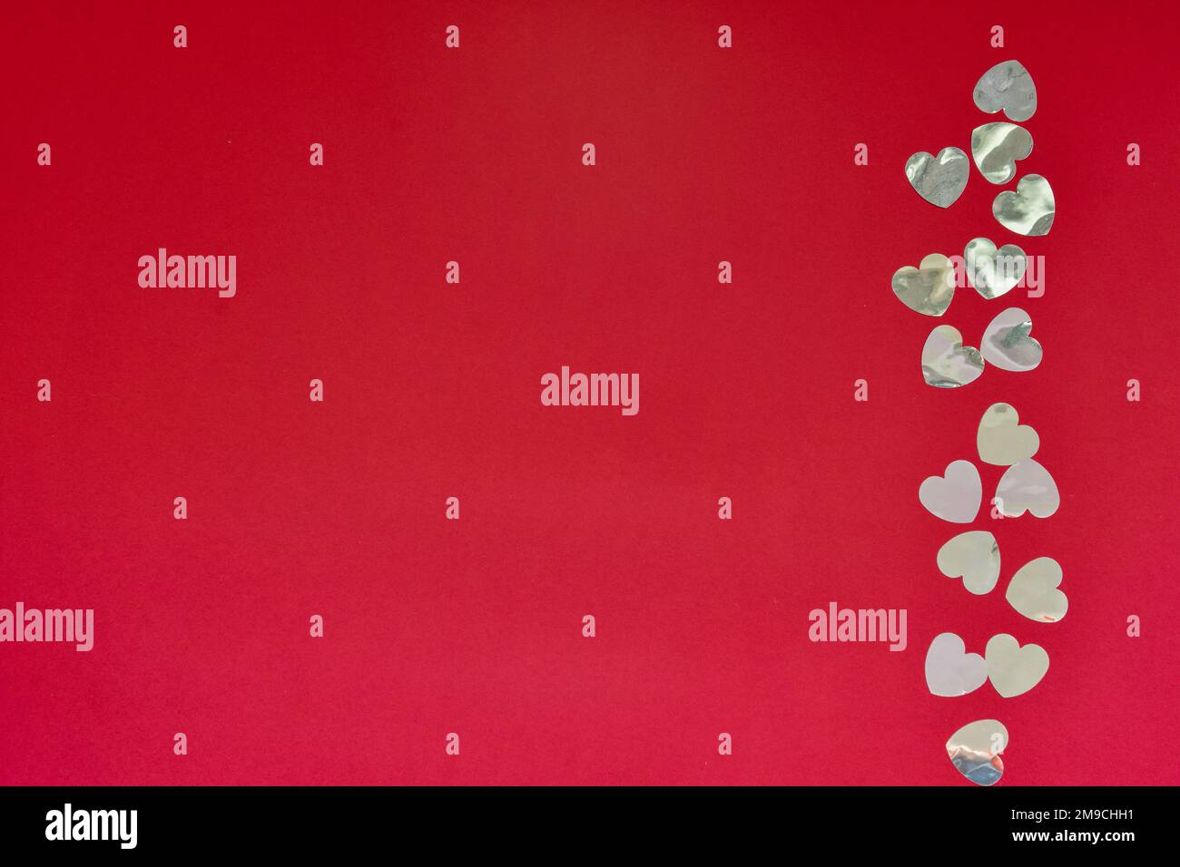 Hearts of paper on red textured background. San Valentine day concept ...