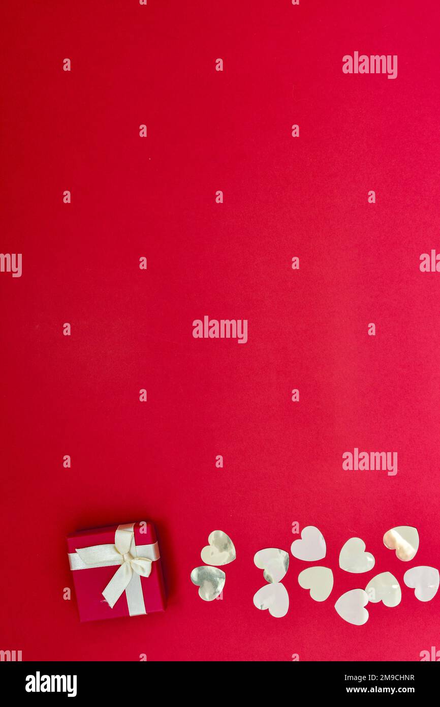 Hearts of paper on red textured background. San Valentine day concept ...