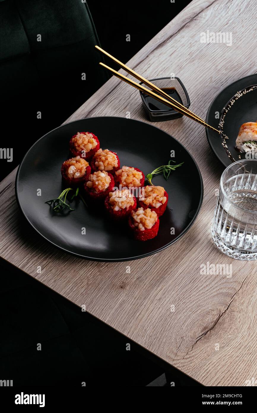 Red caviar roll hi-res stock photography and images - Alamy