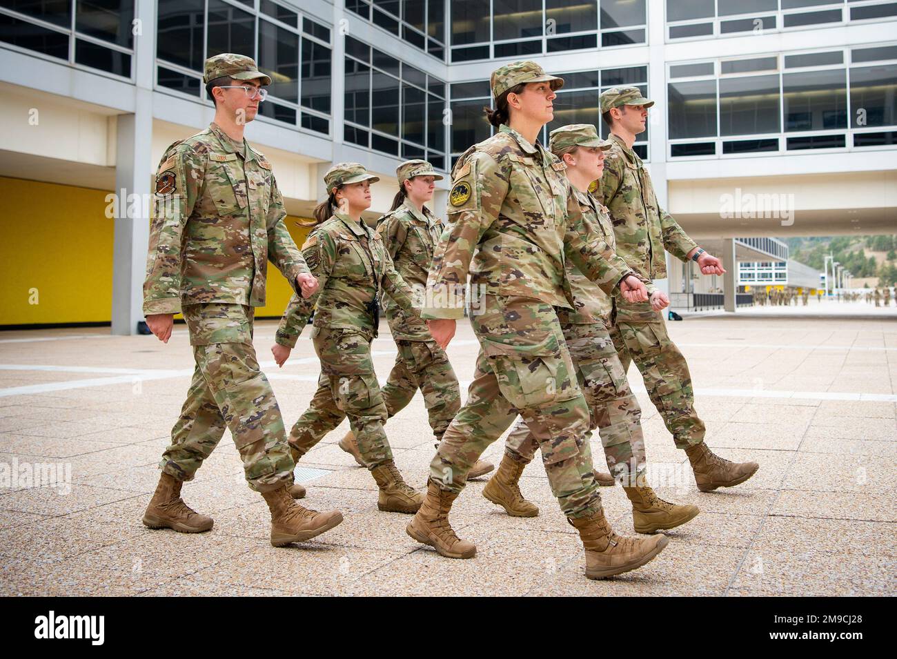 U.S. AIR FORCE ACADEMY, Colo. -- Cadet Cadre practice marching drills ...