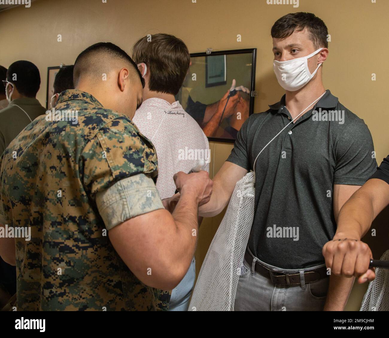 U.S. Marine Corps Recruit Kyle T. Skinner with Hotel Company, 2nd Recruit Training Battalion, is ...