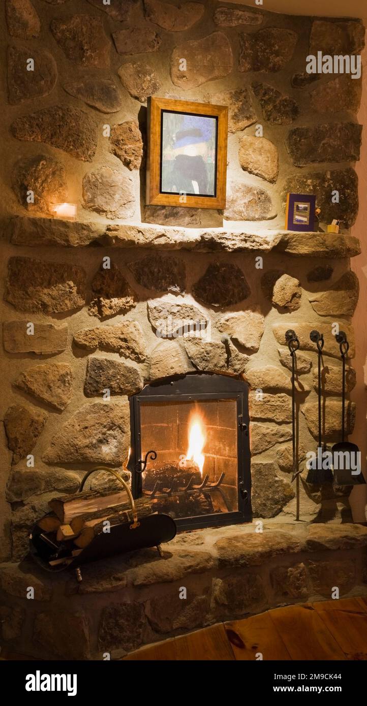 Gas Fieldstone Fireplace