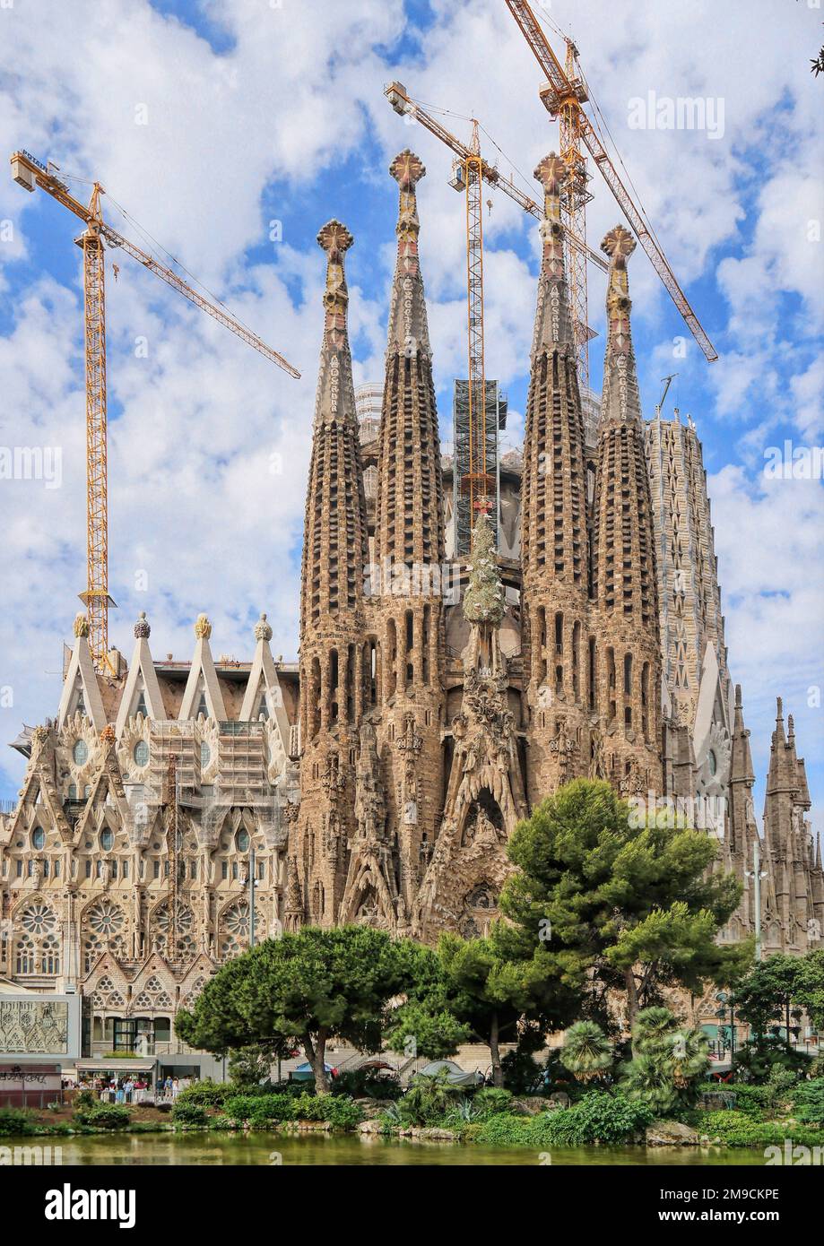 Barcelona, Spain - May 2018: La Sagrada Familia - the impressive cathedral designed by Gaudi ...
