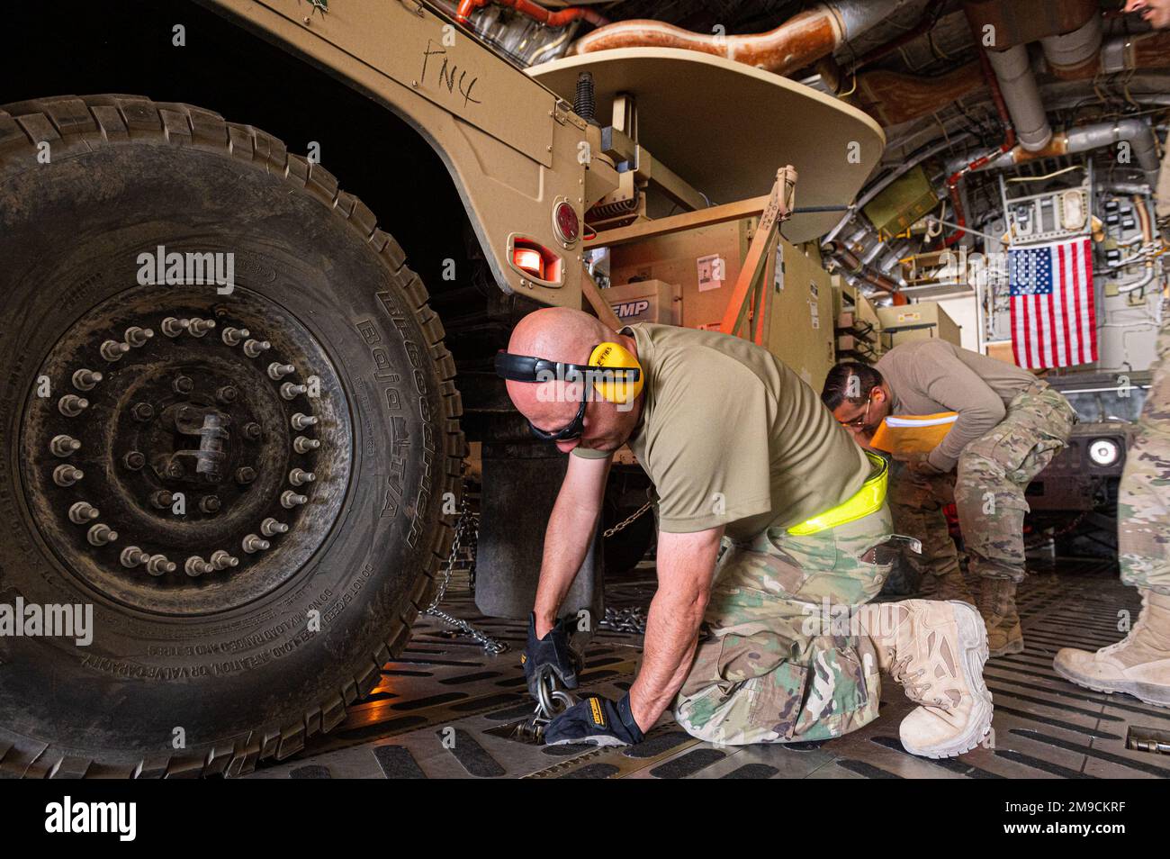 A U.S. Air Force air transportation specialist, with the 378th ...