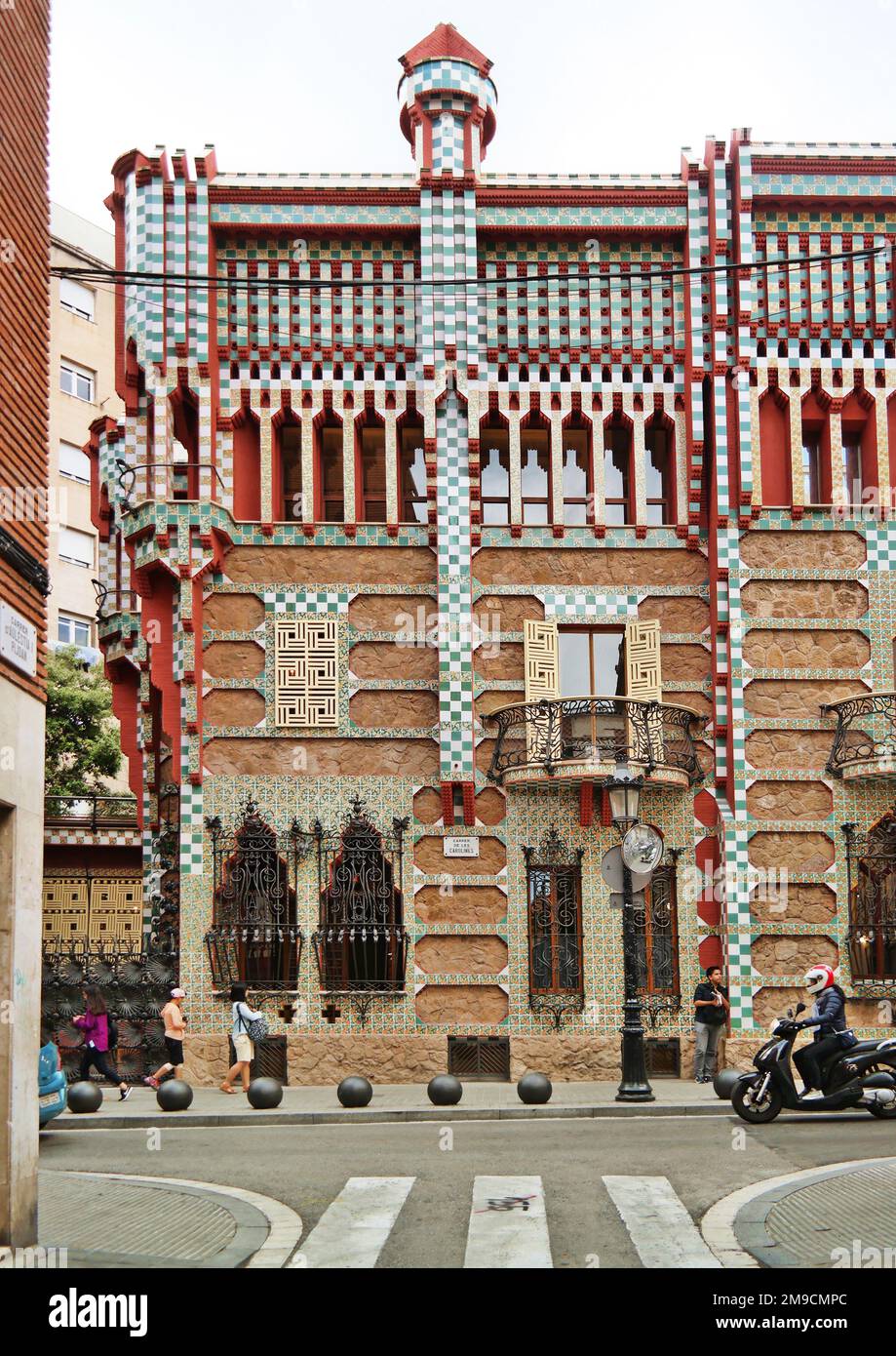 Barcelona, Spain, May 2018: Facade of Casa Vicens with colorful tiles ...