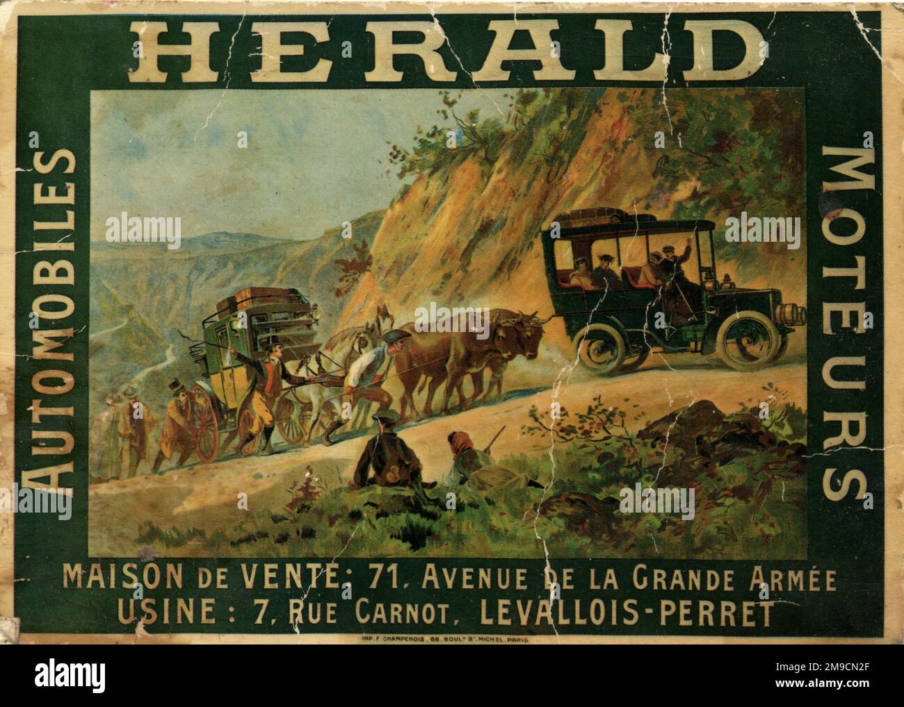 A trade card for Herald automobiles Stock Photo - Alamy