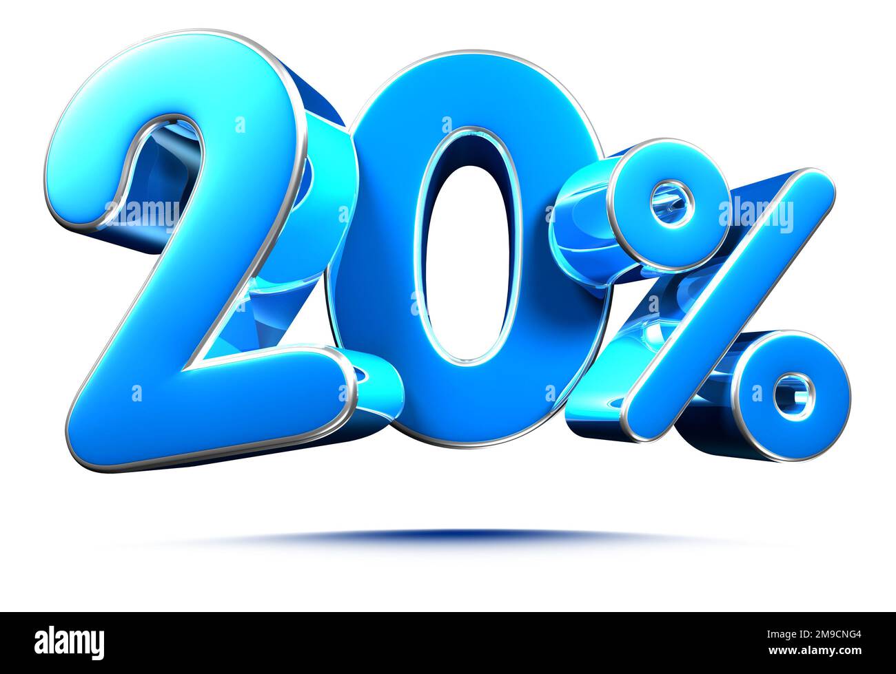Sky blue 20 Percent 3d illustration sign on white background have work ...