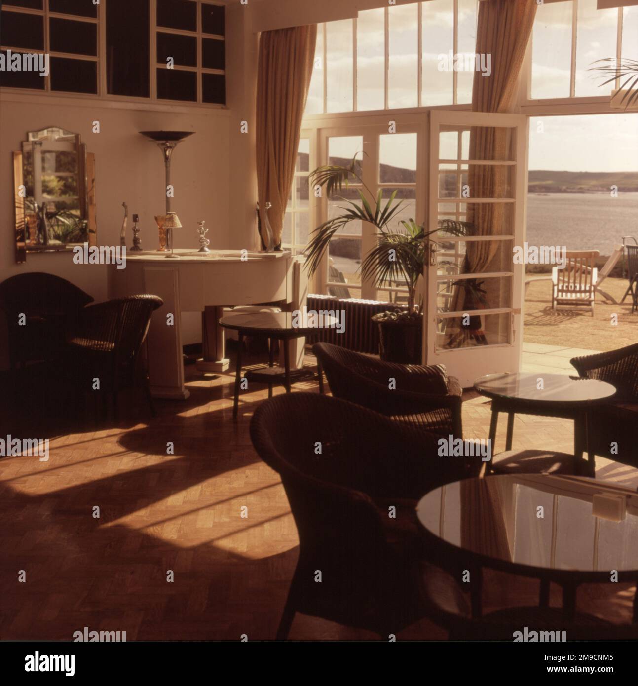 Interior view of the art deco Burgh Island Hotel, off the south coast ...