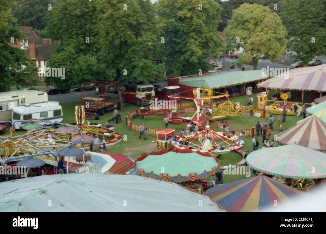Aerial view of a funfair at Godstone, Surrey Stock Photo - Alamy