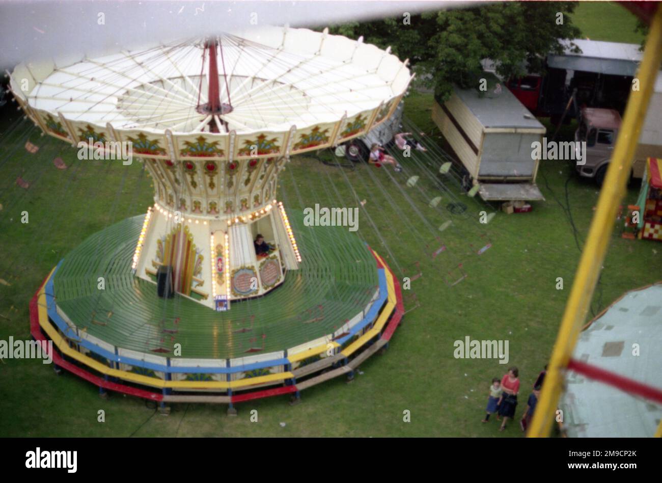 Aerial view of a roundabout at a funfair in Godstone, Surrey Stock ...