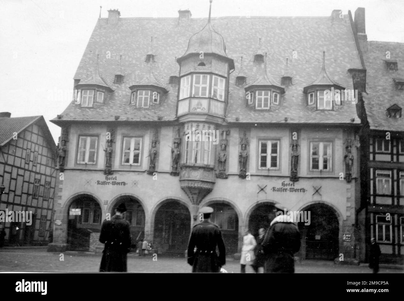 British army officers in the town square outside the Hotel Kaiserworth ...