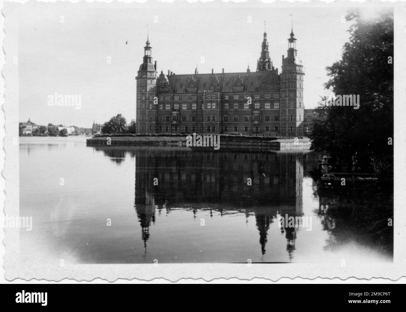 An unidentified German castle on a lake, at the end of the Second World ...