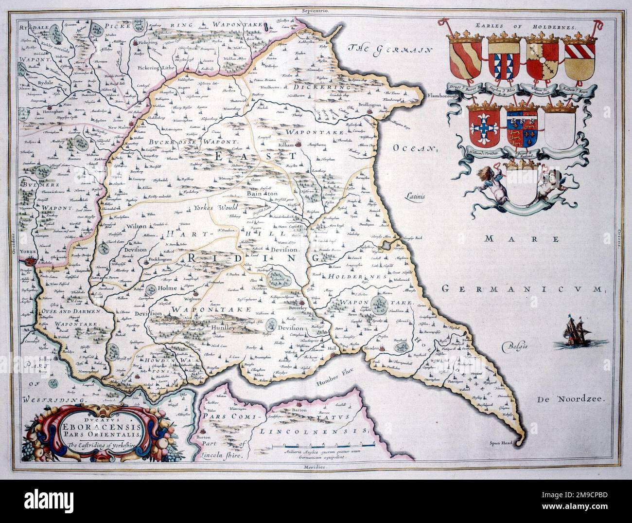 Map of the East Riding of Yorkshire, England Stock Photo - Alamy