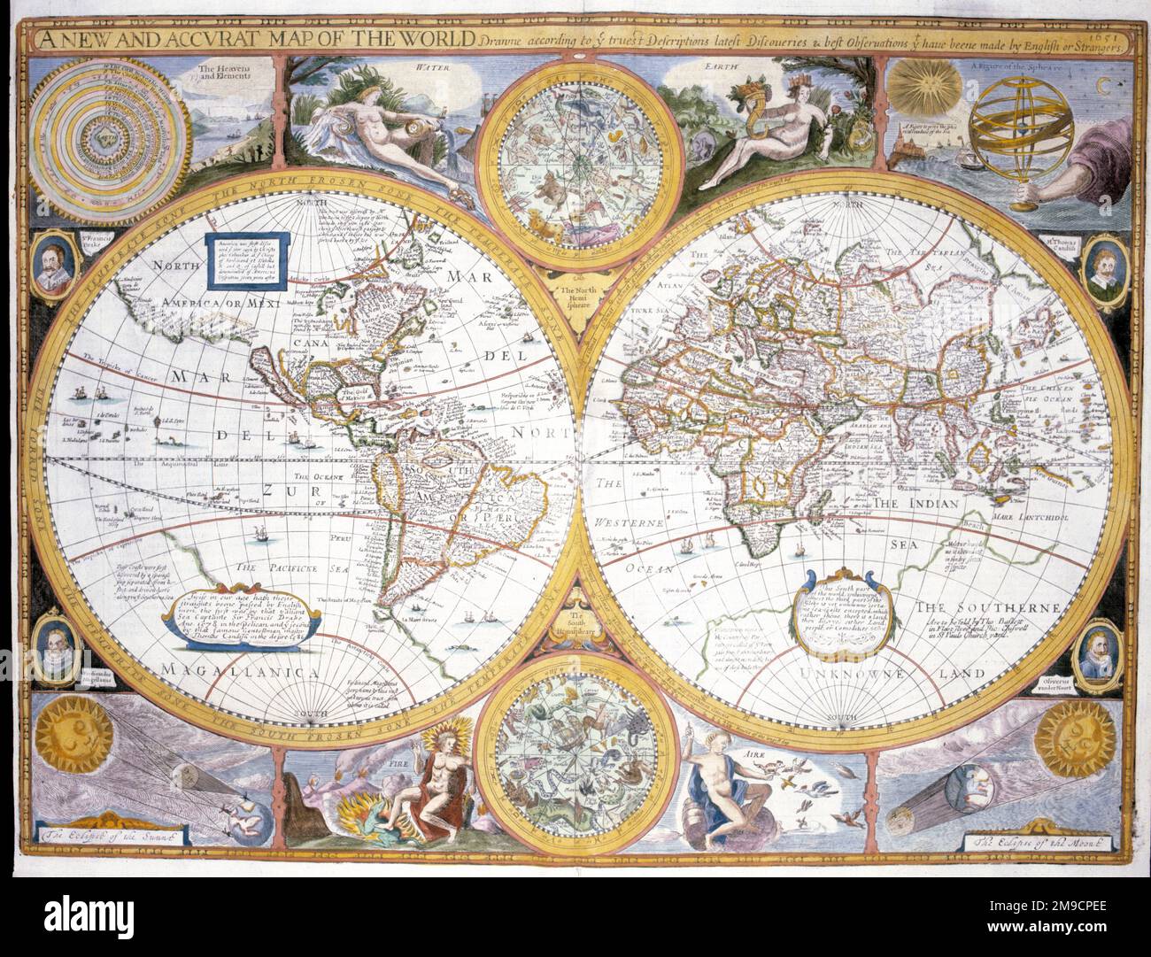 17th century Map of the World in 1651 Stock Photo - Alamy