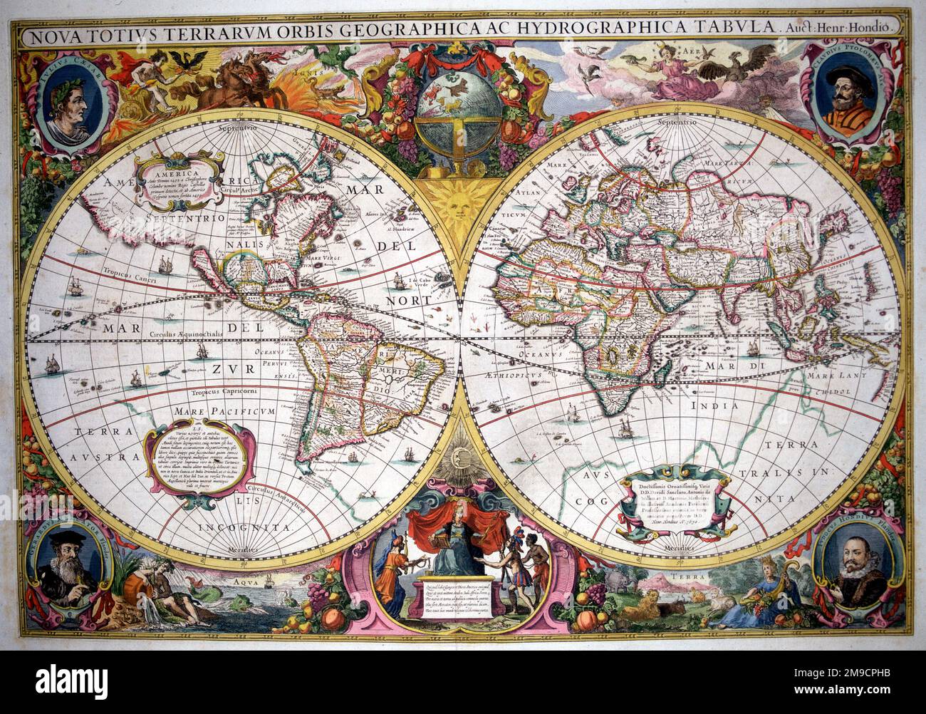 17th century Map of the Hemispheres of the World Stock Photo - Alamy