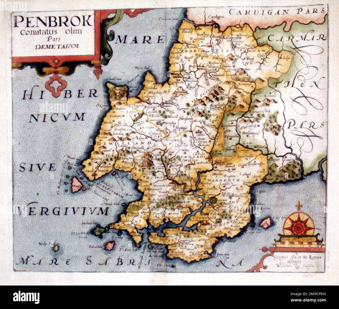 17th century Map of Pembroke, Wales Stock Photo - Alamy