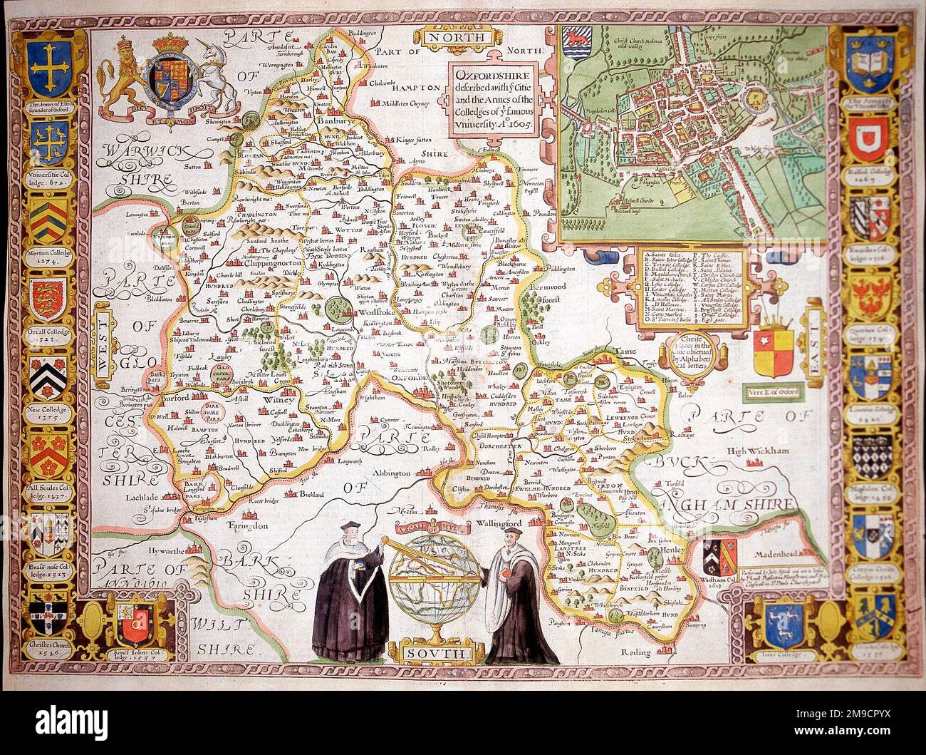 17th century Map of Oxford, England Stock Photo - Alamy