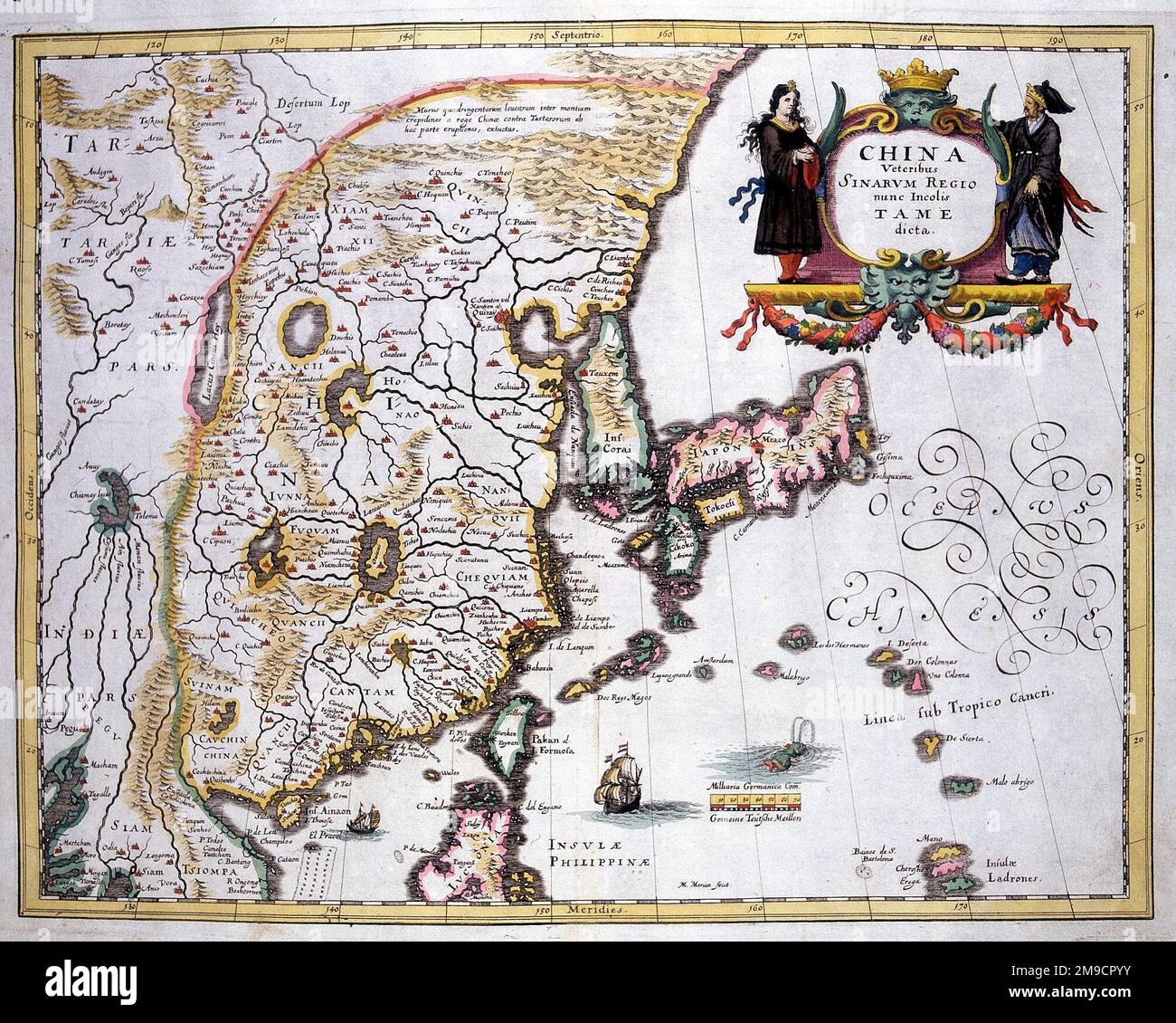 17th century Map of China, Japan and Korea Stock Photo - Alamy