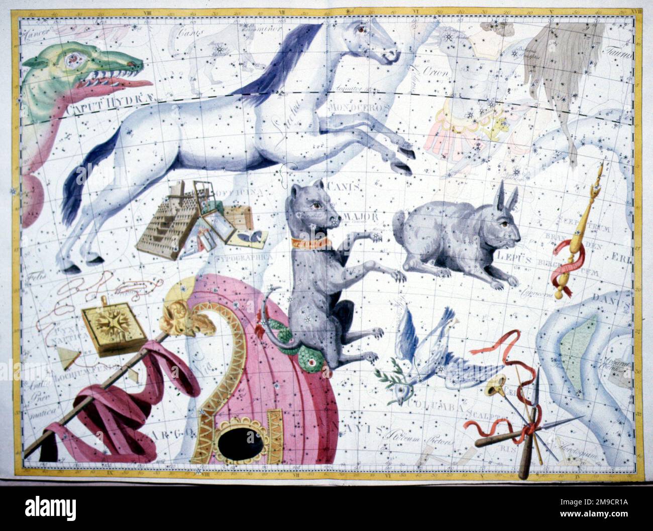 Star Map of Constellations - Canis Major, Argo and Lepus Stock Photo ...