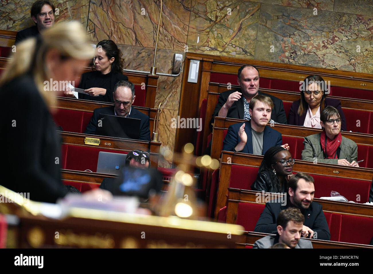 Paris, France. 17th Jan, 2023. Louis Boyard and group deputy La France ...