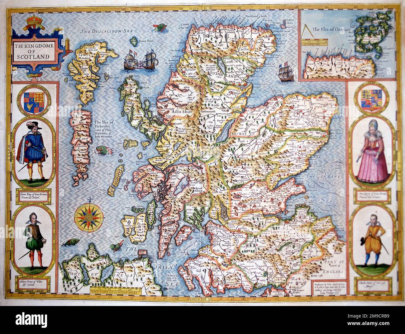 17th century Map of the Kingdoms of Scotland (Royalty Stock Photo - Alamy