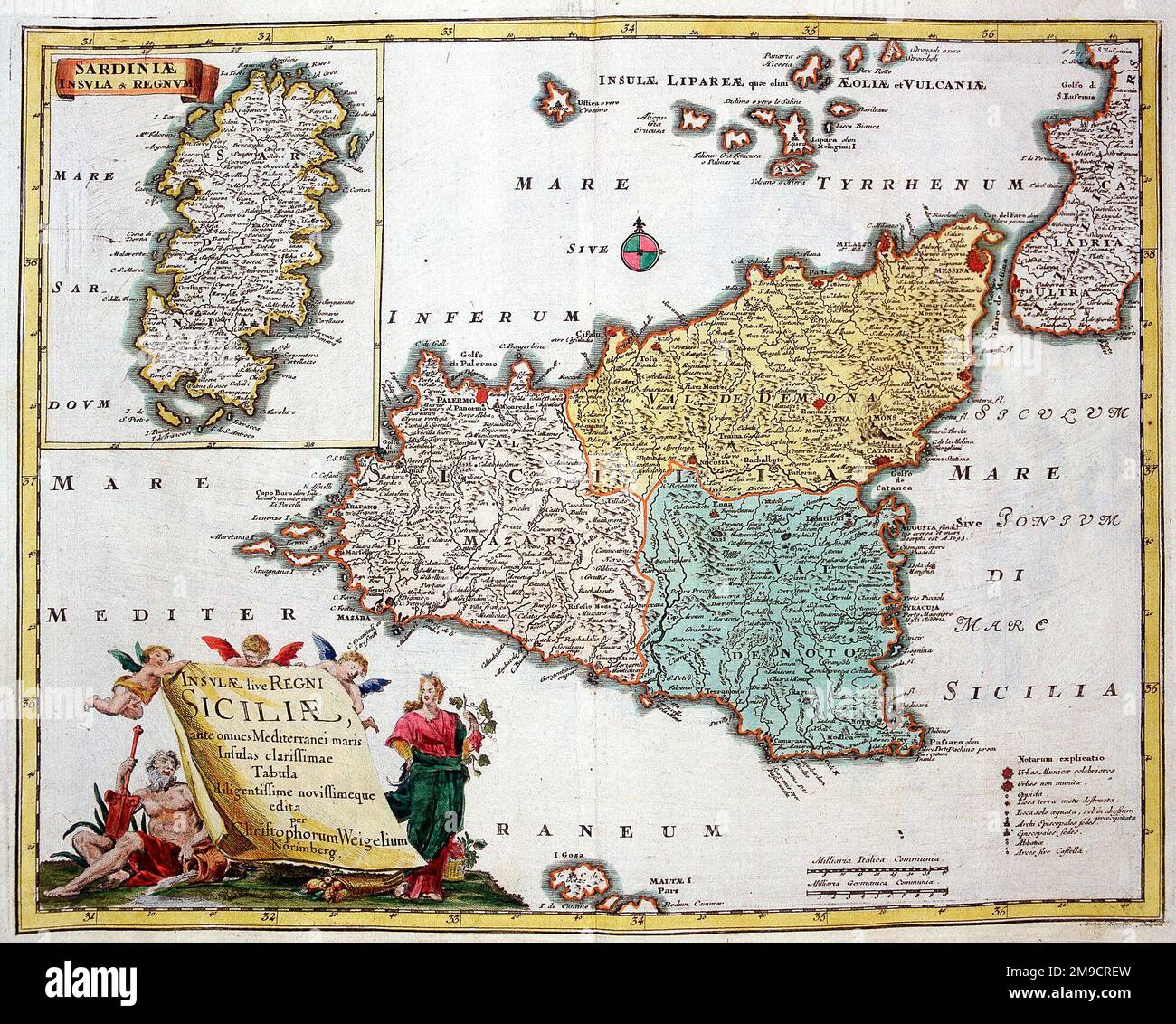 18th century Map of Sicily Stock Photo - Alamy