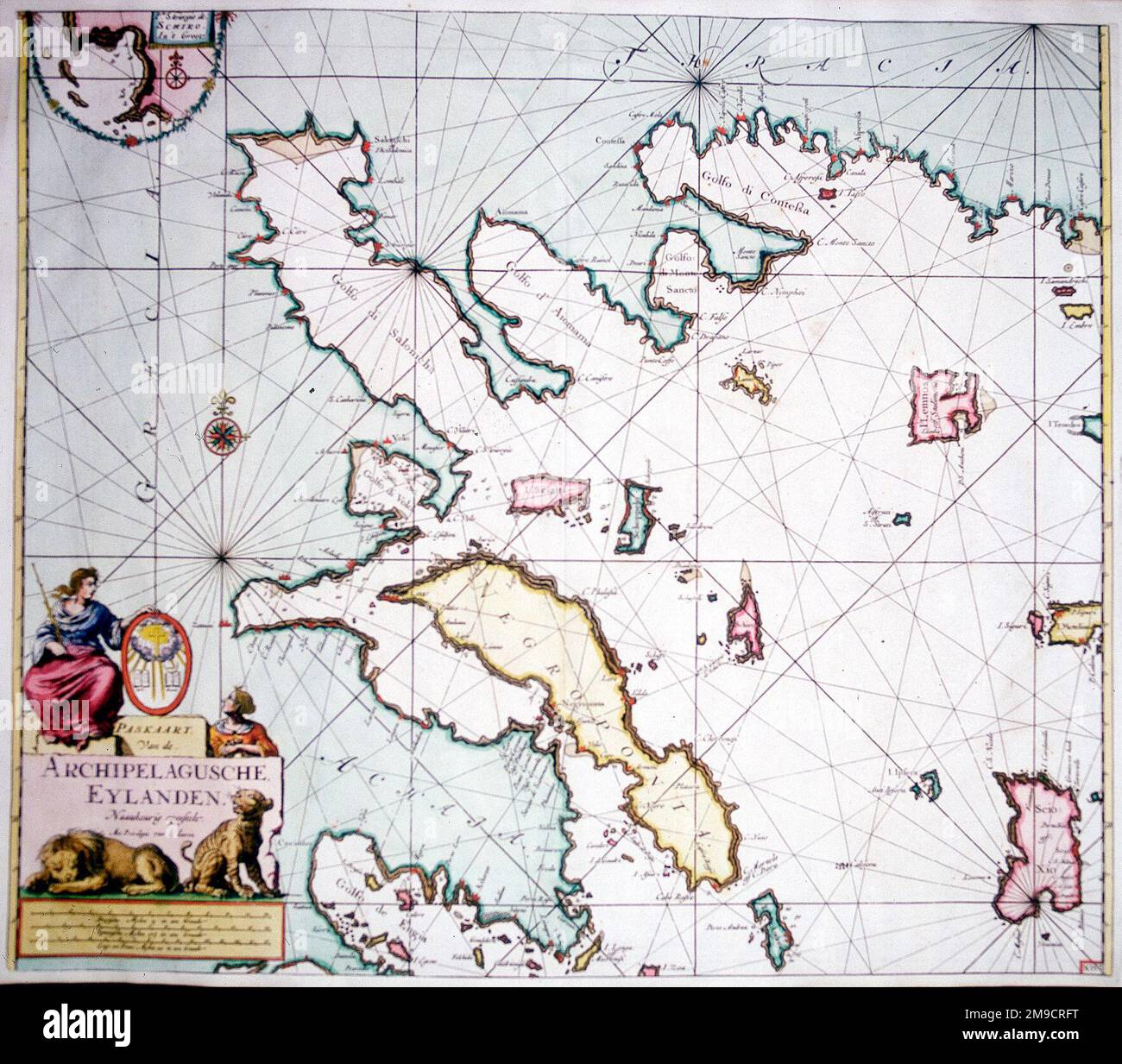 18th century Map of Greek Archipelago and Islands of Greece Stock Photo ...