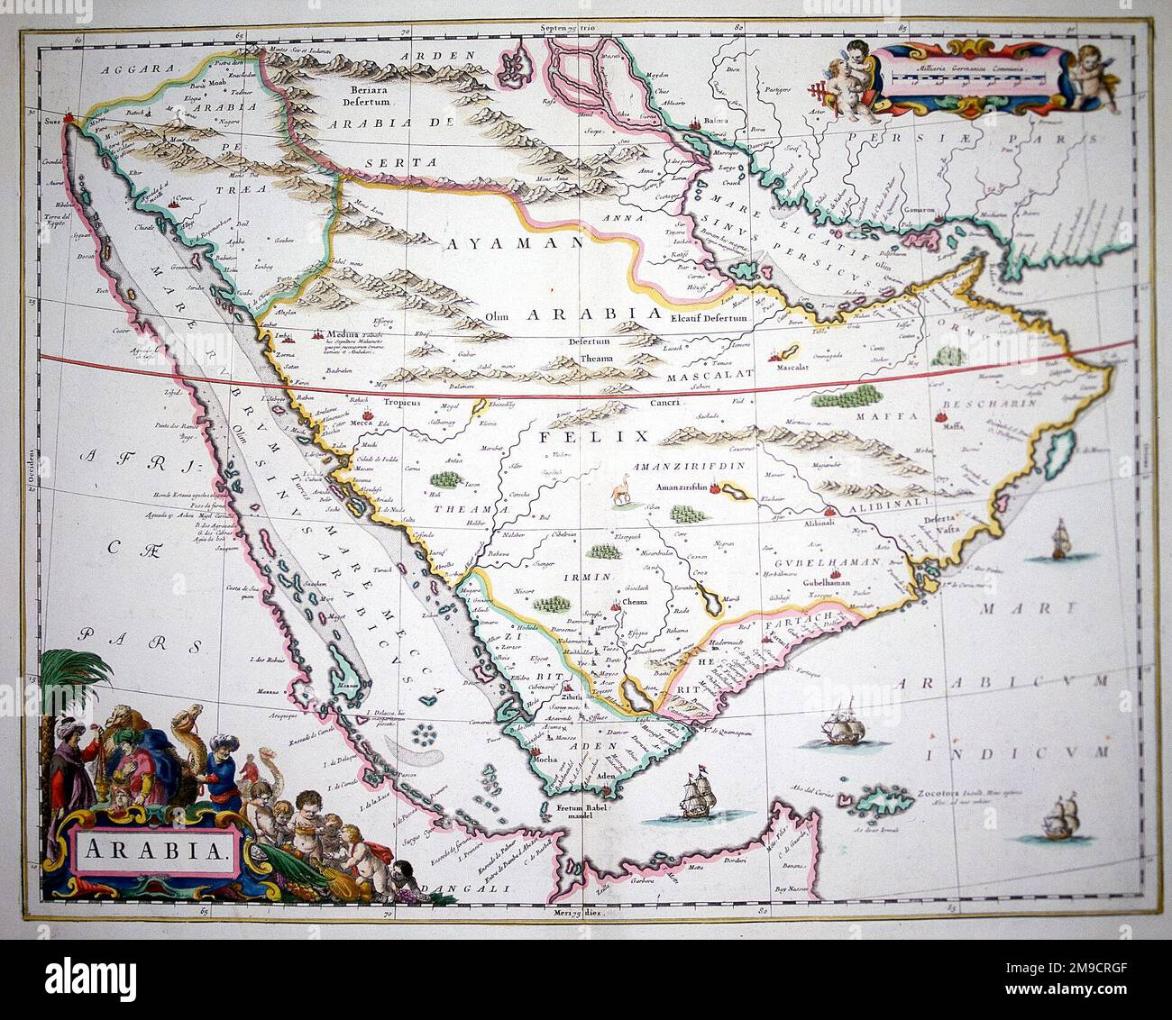 17th century Map of Arabia Stock Photo - Alamy