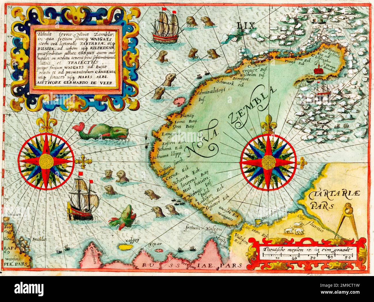 17th century Map of Nova Zembla, Russian Arctic Stock Photo - Alamy