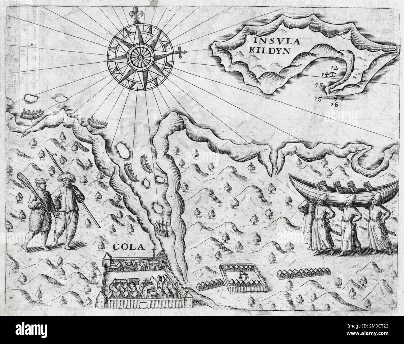 17th century Map of the Cola and Kildin Islands, Russia Stock Photo - Alamy