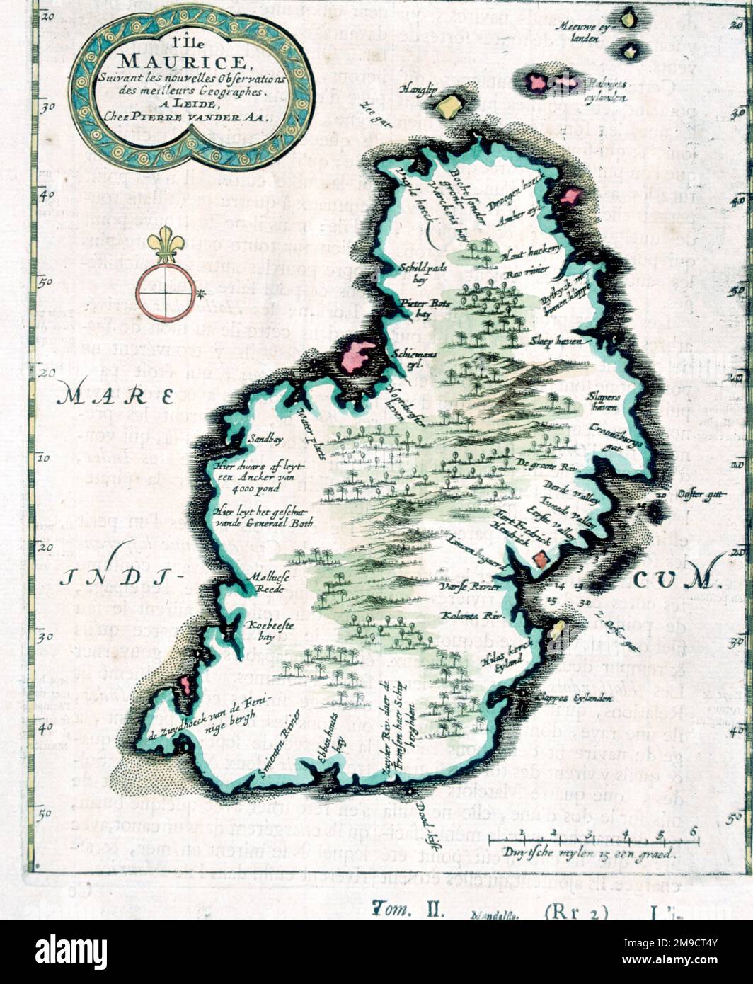 18th century Map of the island of Mauritius Stock Photo - Alamy
