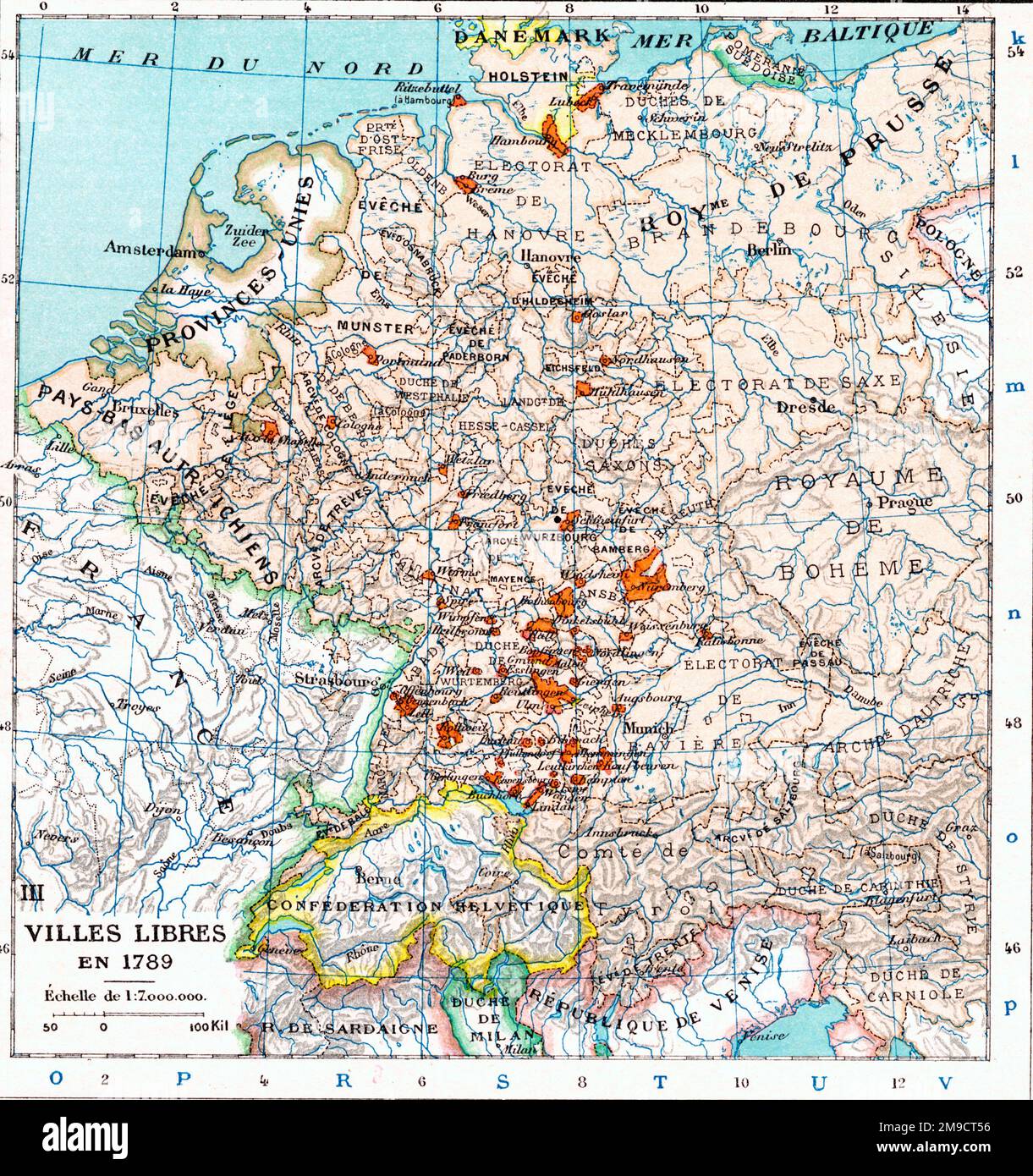 Allemagne - Villes Libres En 1789 - Map of the Free Cities of Germany ...
