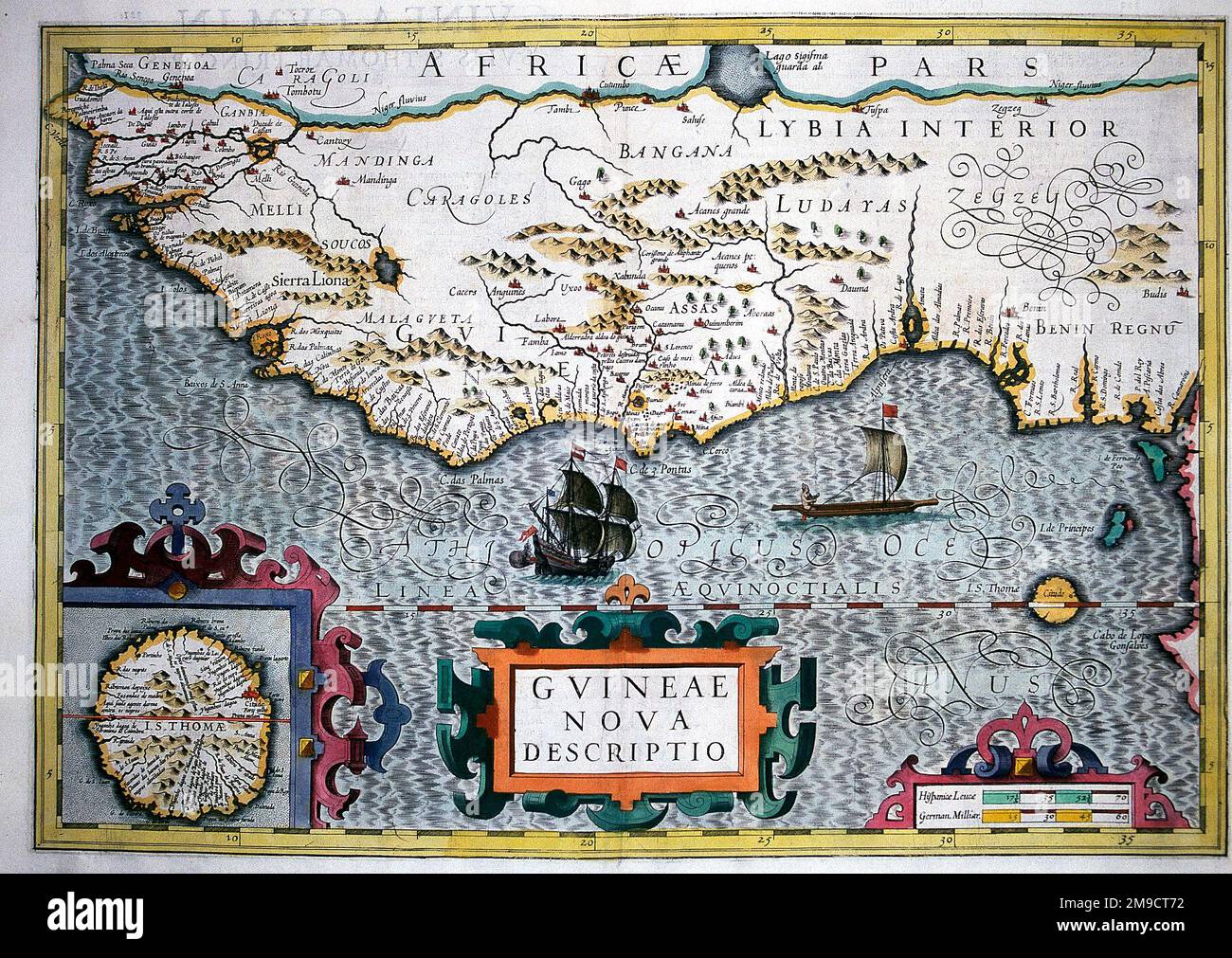 17th century Map of Guinea and West Africa Stock Photo - Alamy