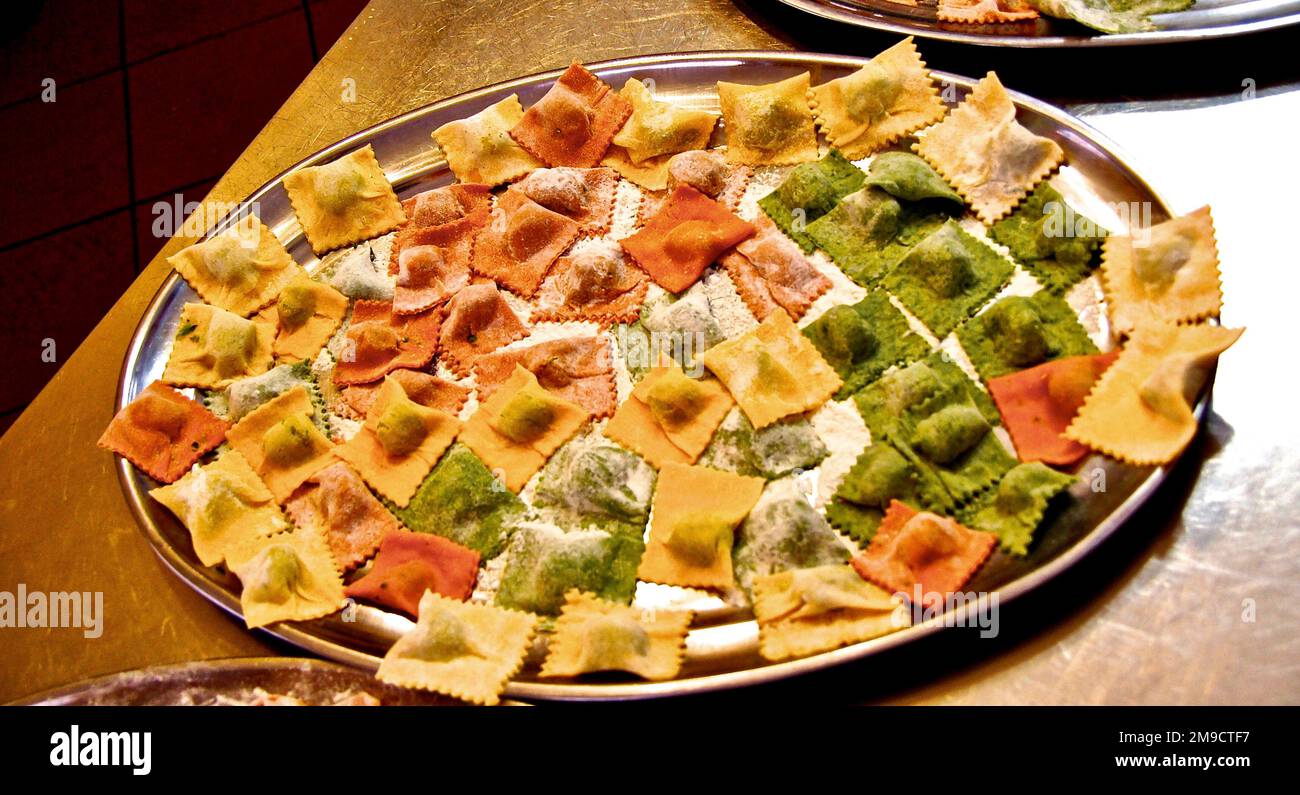 Ravioli ready for cooking at Food Class Stock Photo - Alamy