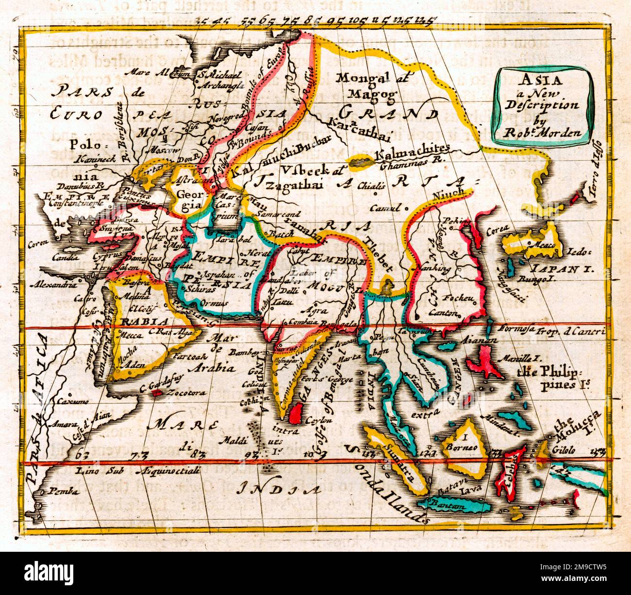17th century Map of Asia - A new description Stock Photo - Alamy