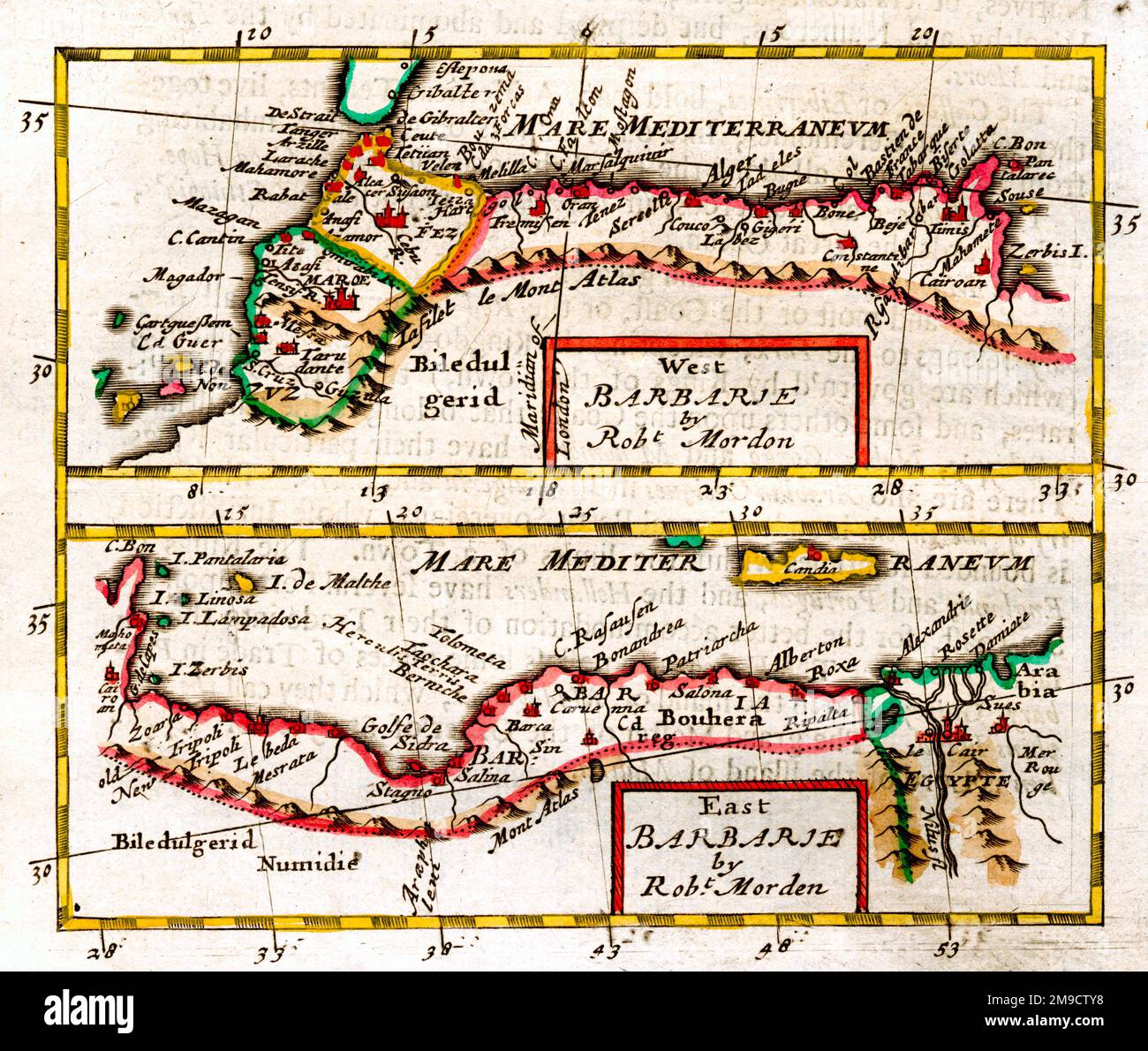 17th century Map of the Barbary Coast, North Africa Stock Photo - Alamy