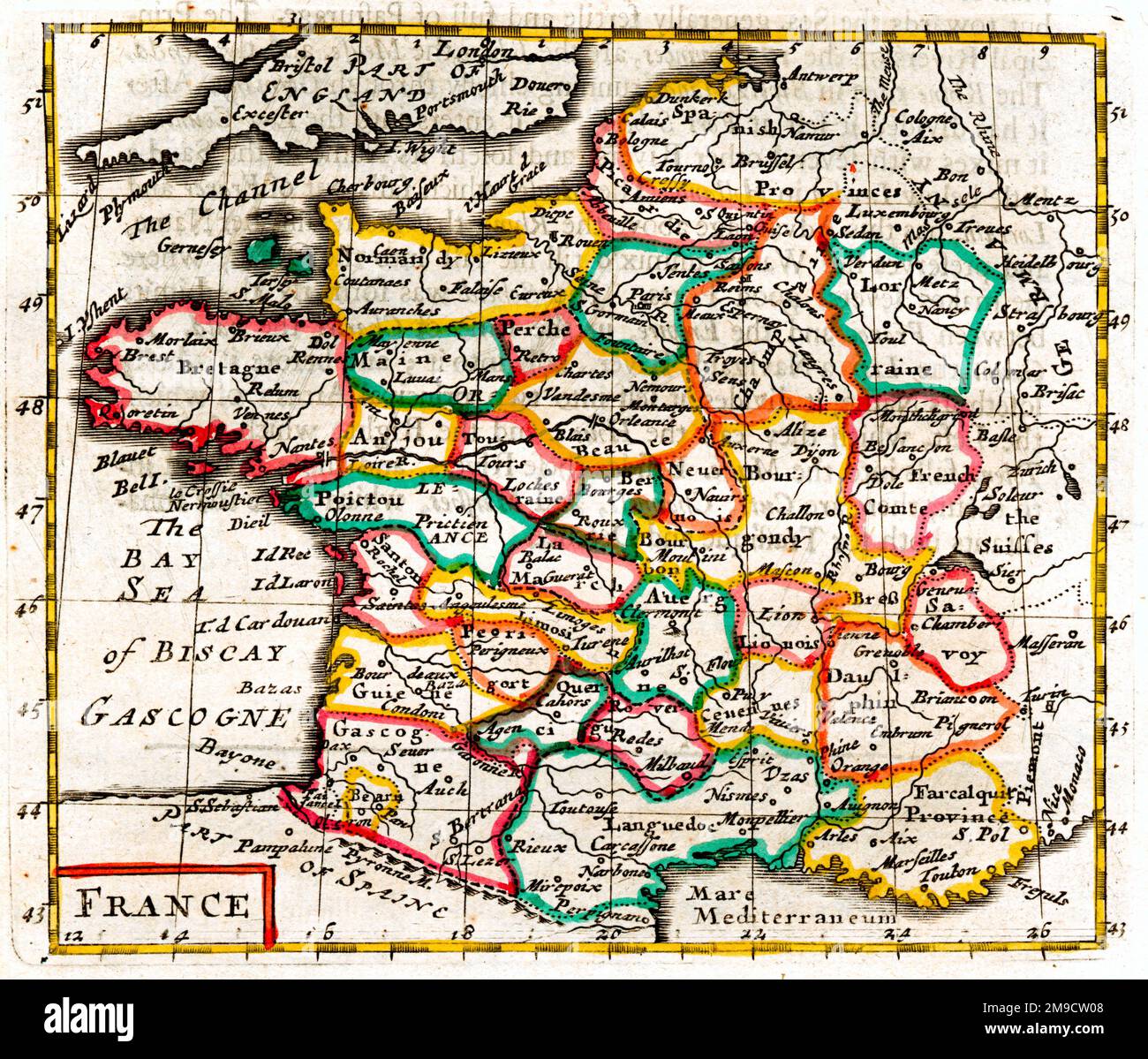 17th century Map of France Stock Photo - Alamy