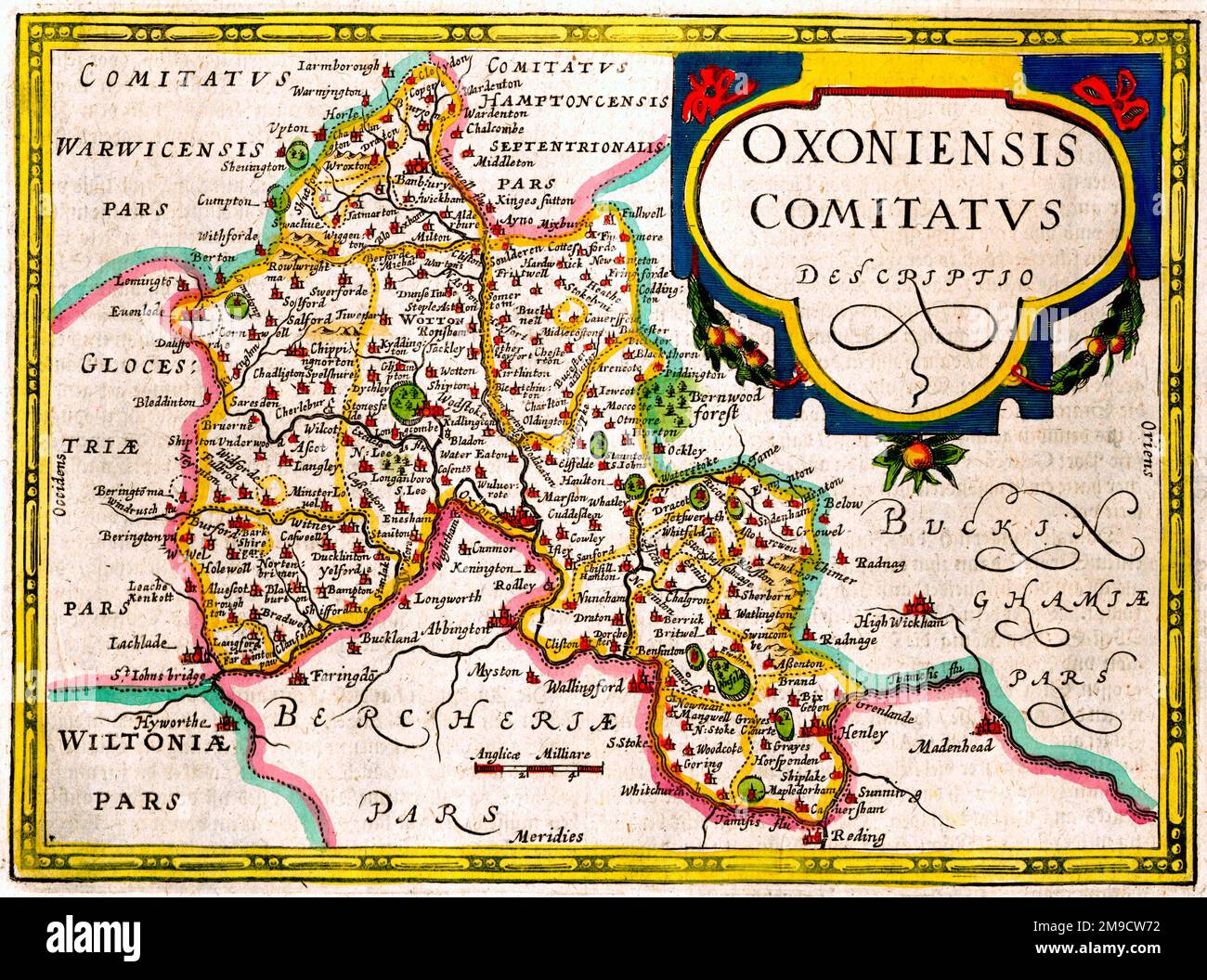 17th century Map of Oxford and Oxfordshire, England Stock Photo - Alamy