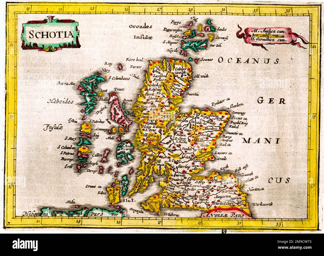 17th century Map of Scotland (Schotia Stock Photo - Alamy