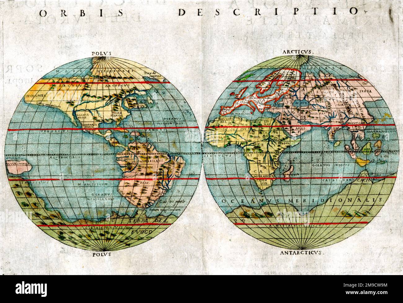 16th century Map of the World - Orbis Descriptio Stock Photo - Alamy