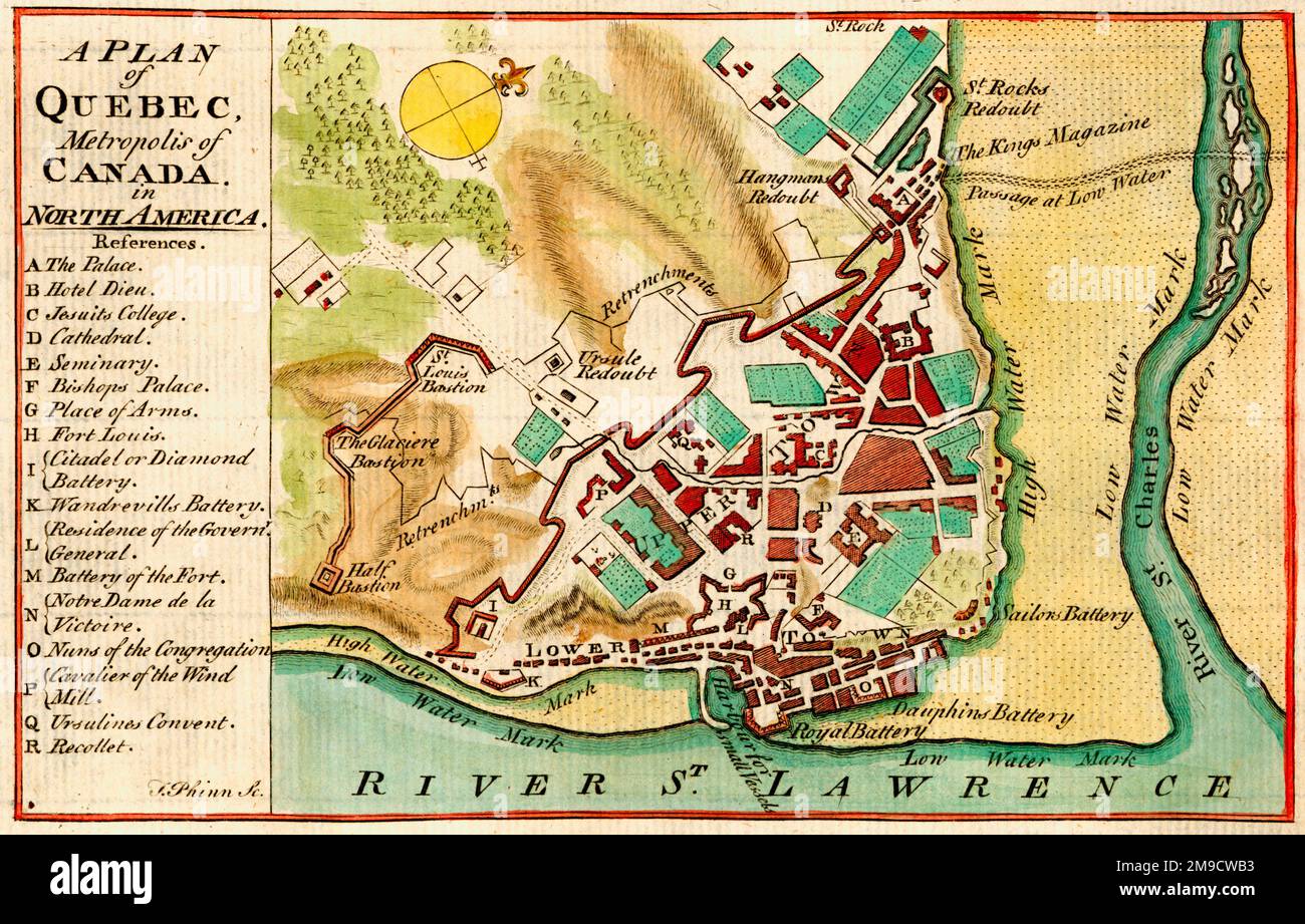18th century Plan of Quebec, Canada Stock Photo - Alamy