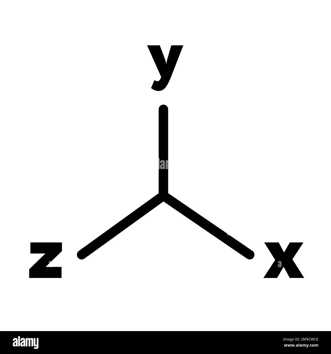 3D coordinates line icon isolated on white background. Black flat thin ...