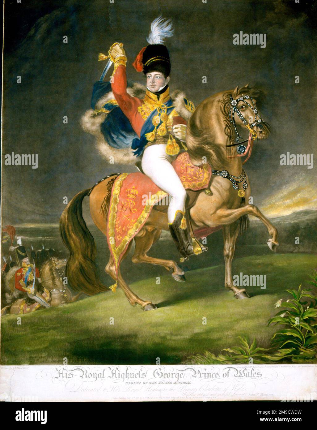 George, Prince of Wales riding a horse (later King George IV Stock ...