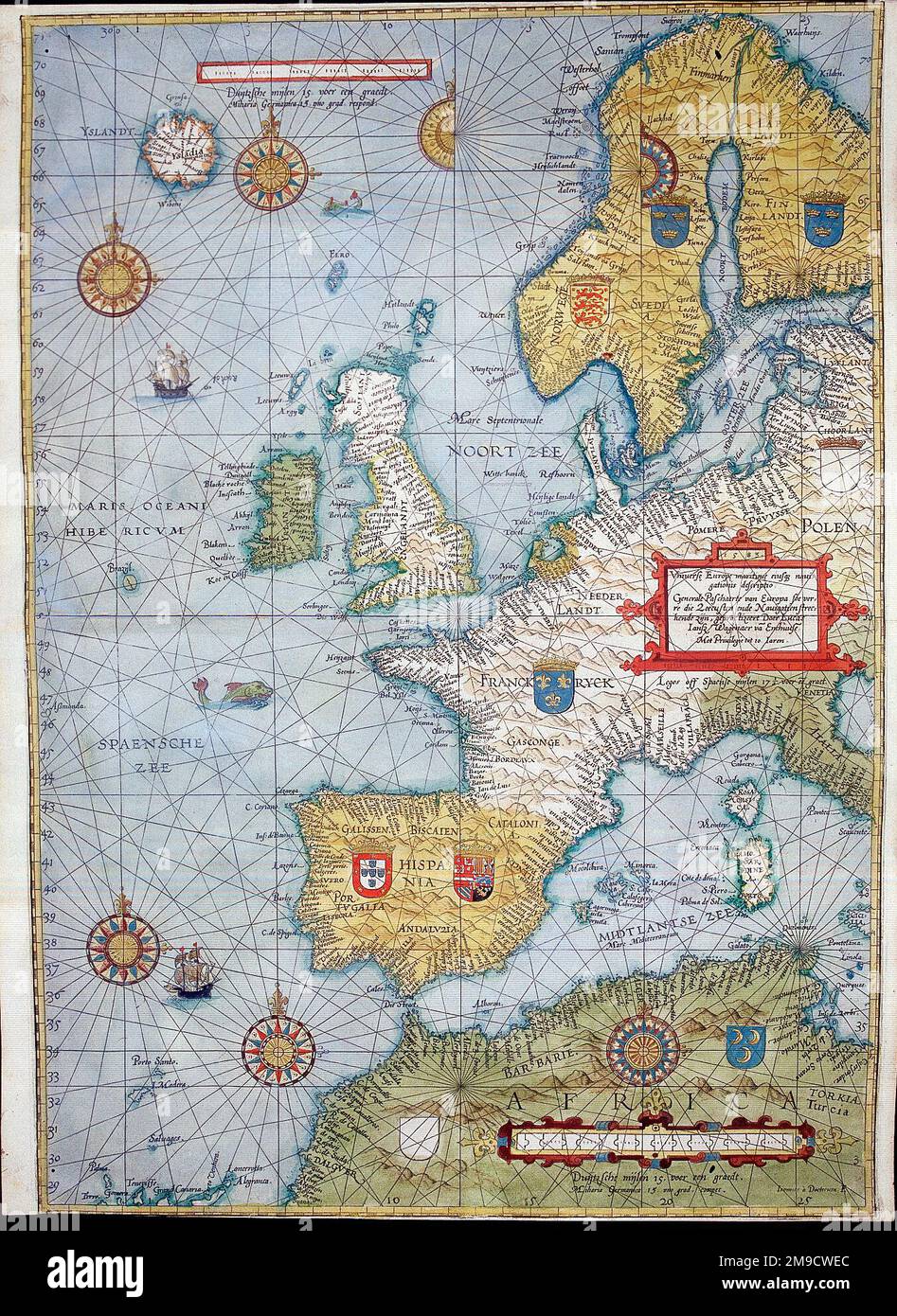 16th century Map of West Europe Date: c. 1583 Stock Photo - Alamy