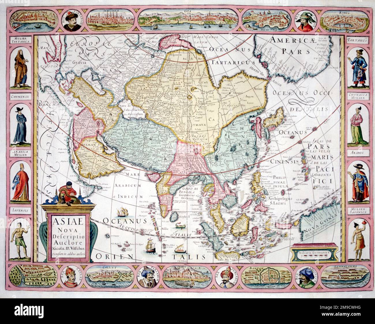 17th century Map of Asia - Asiae Nova Stock Photo - Alamy