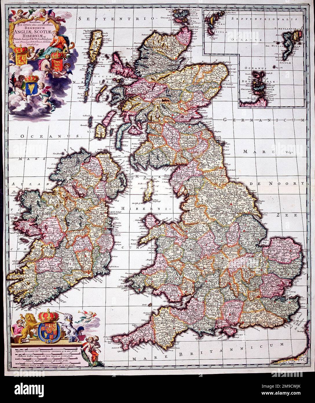 17th century Map of Great Britain and Ireland - Regnorum Angliae ...