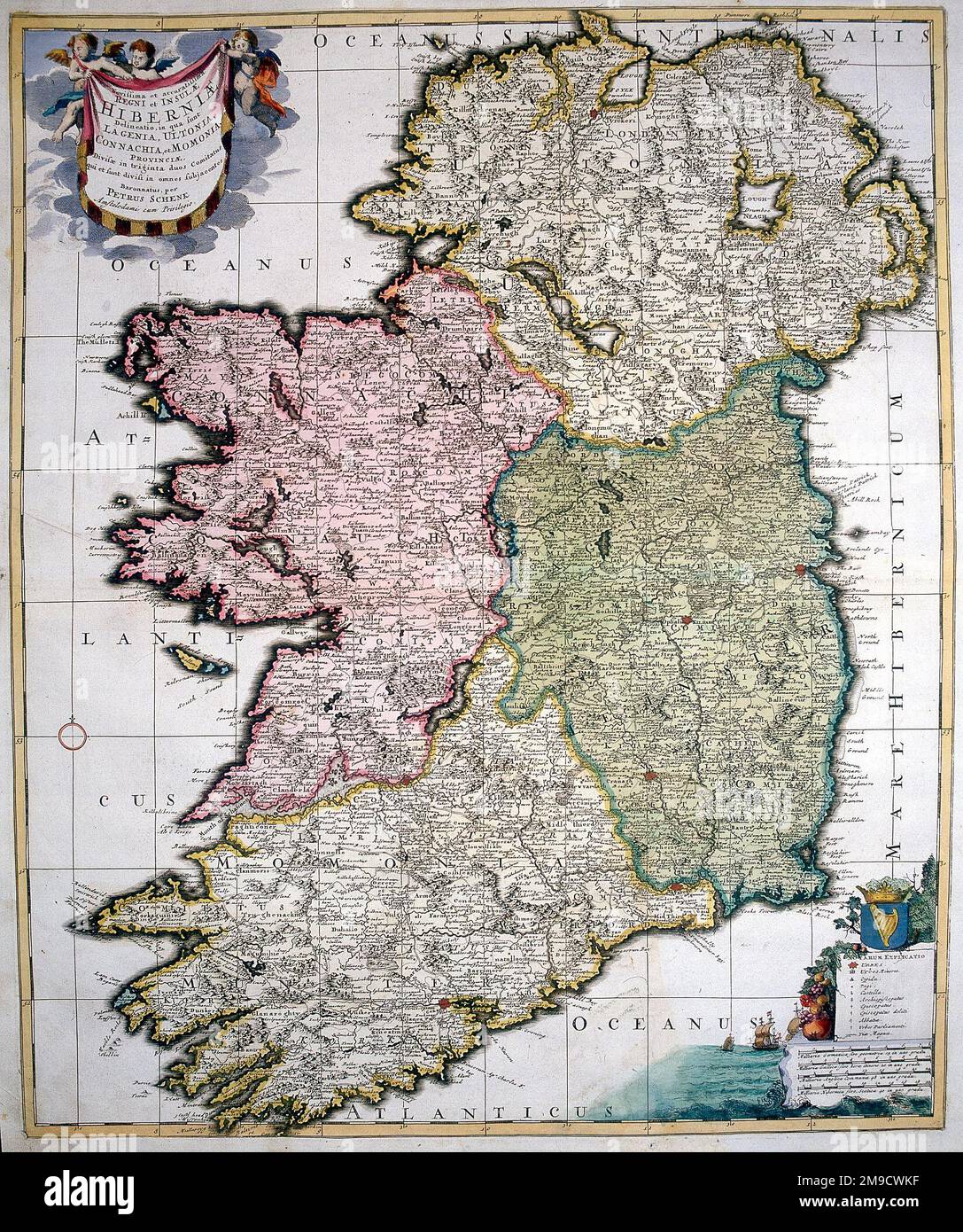 18th century Map of Ireland (Hibernia) - Regni et Insulae Hiberniae ...