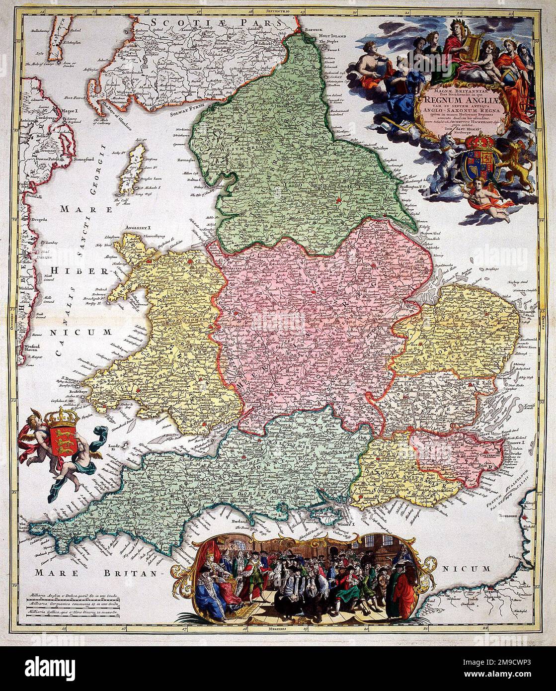 18th century Map of England and Wales - Magnae Britanniae Pars ...